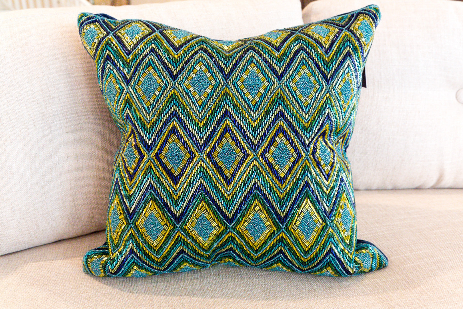 Diamond Design Fully Beaded Pillow - Sabira Collection | Luxe Home ...