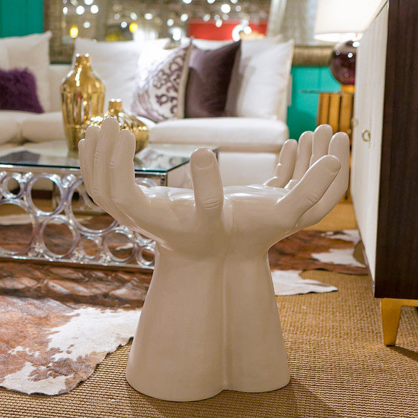 Hands Stool, Matte White - Global Views | Luxe Home Philadelphia