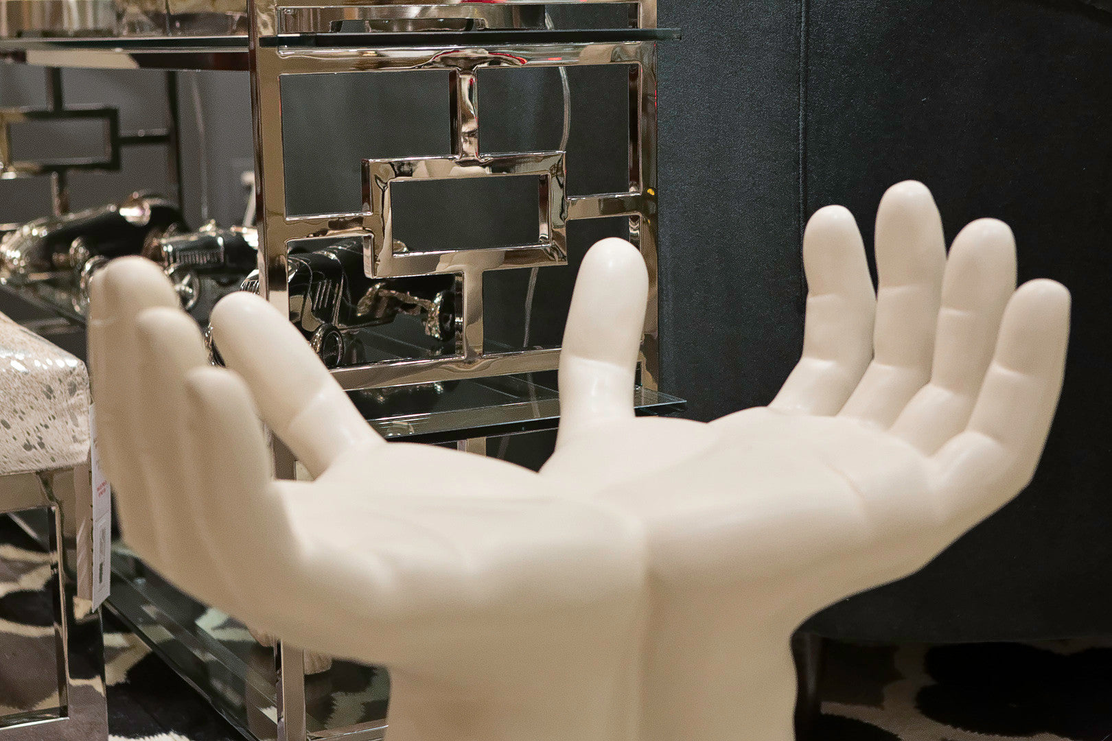 Hands Stool, Matte White - Global Views | Luxe Home Philadelphia