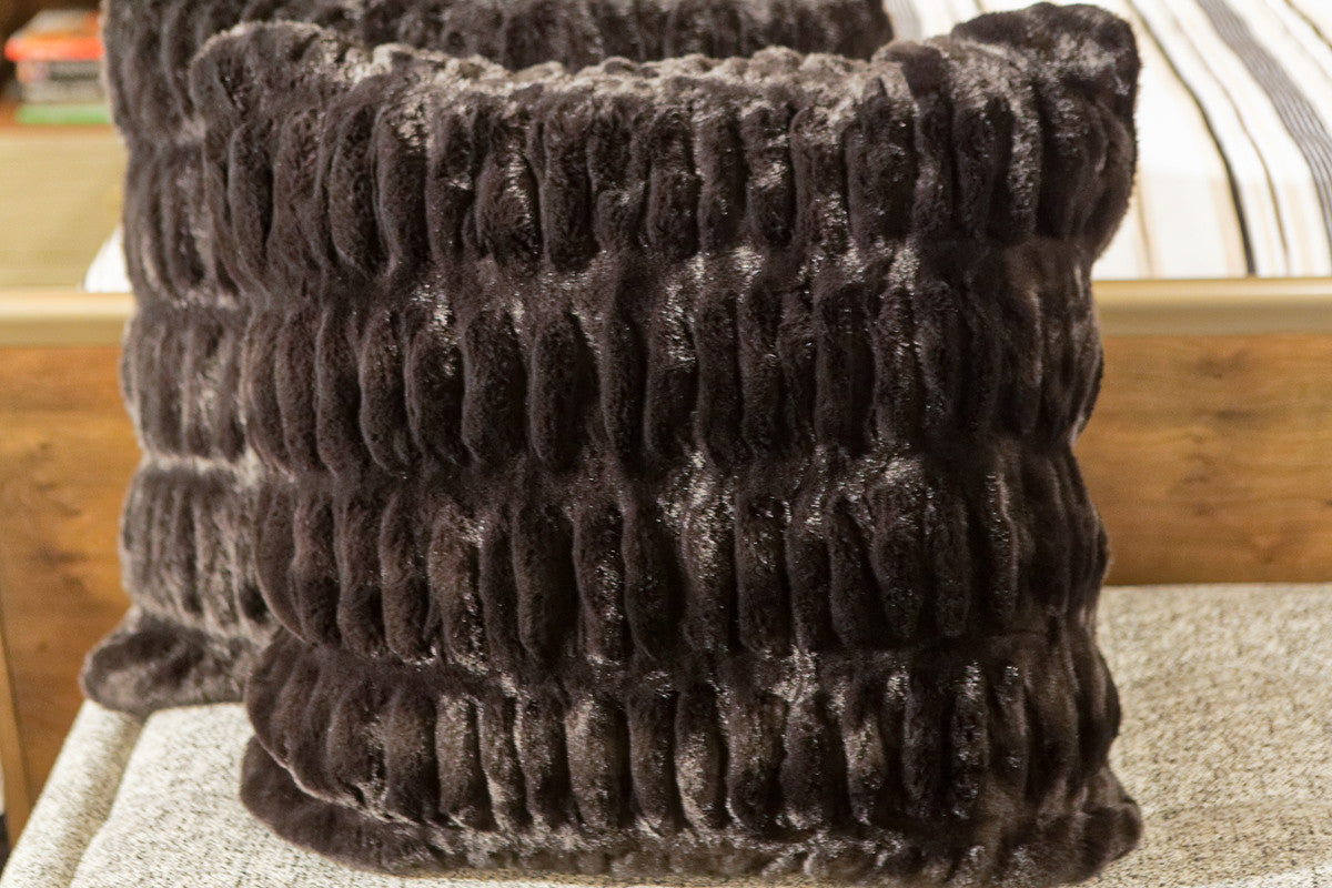 Onyx Mink Faux Fur Pillow 24x24 - Fabulous Furs | Luxe Home Philadelphia