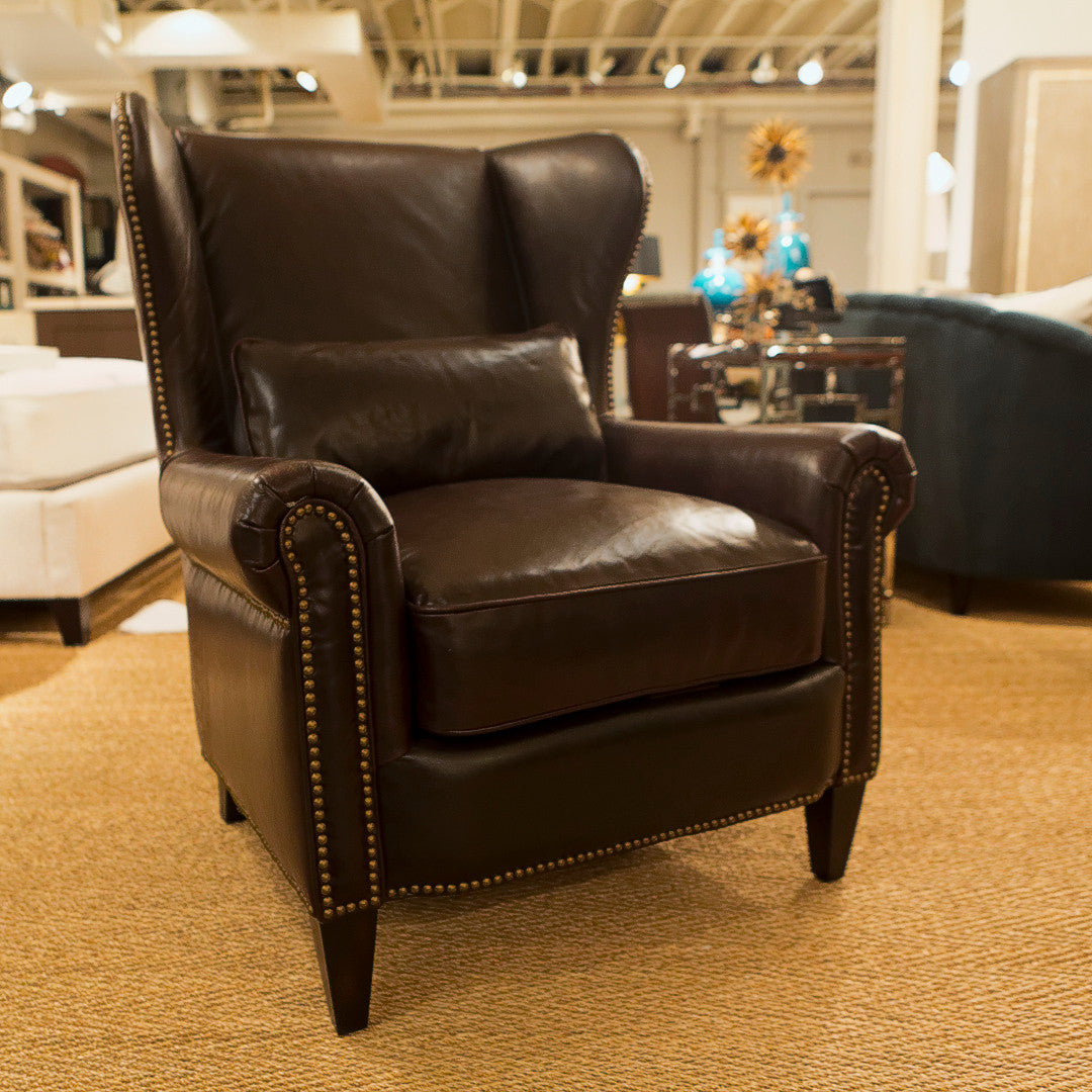 Saunders Leather Wing Chair - Luxe Home | Luxe Home Philadelphia