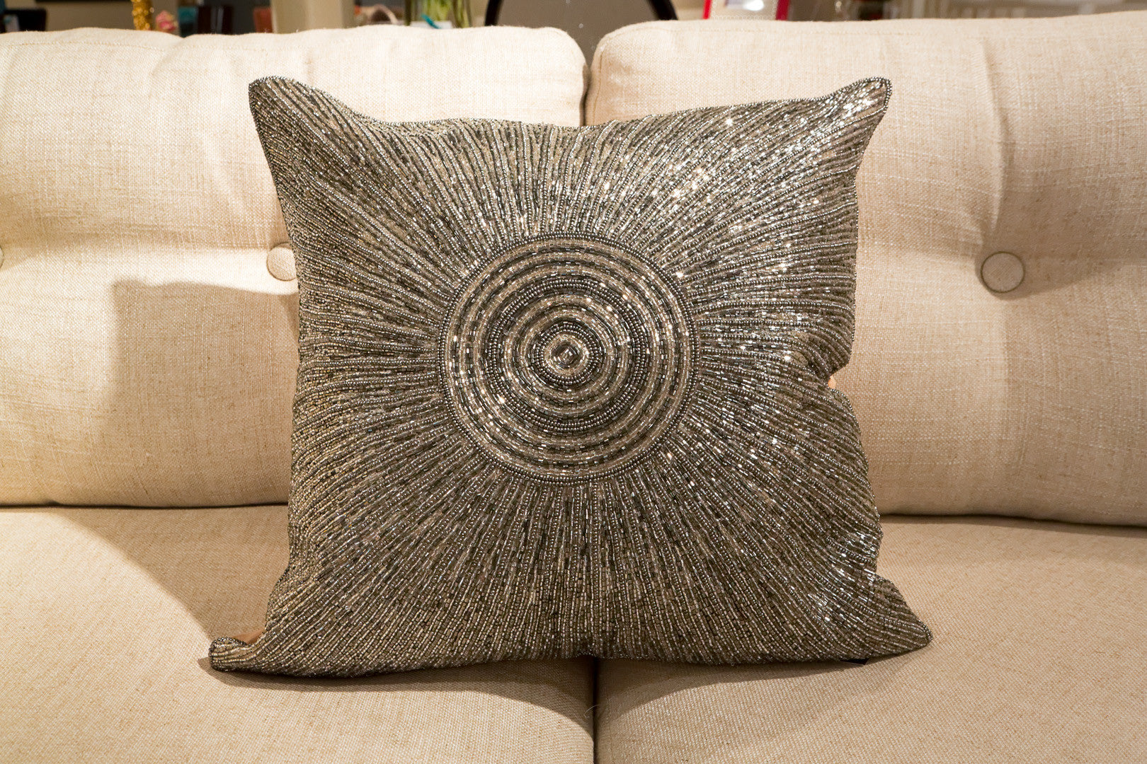 Sunburst Fully Embroidered Pillow - Sabira Collection | Luxe Home ...
