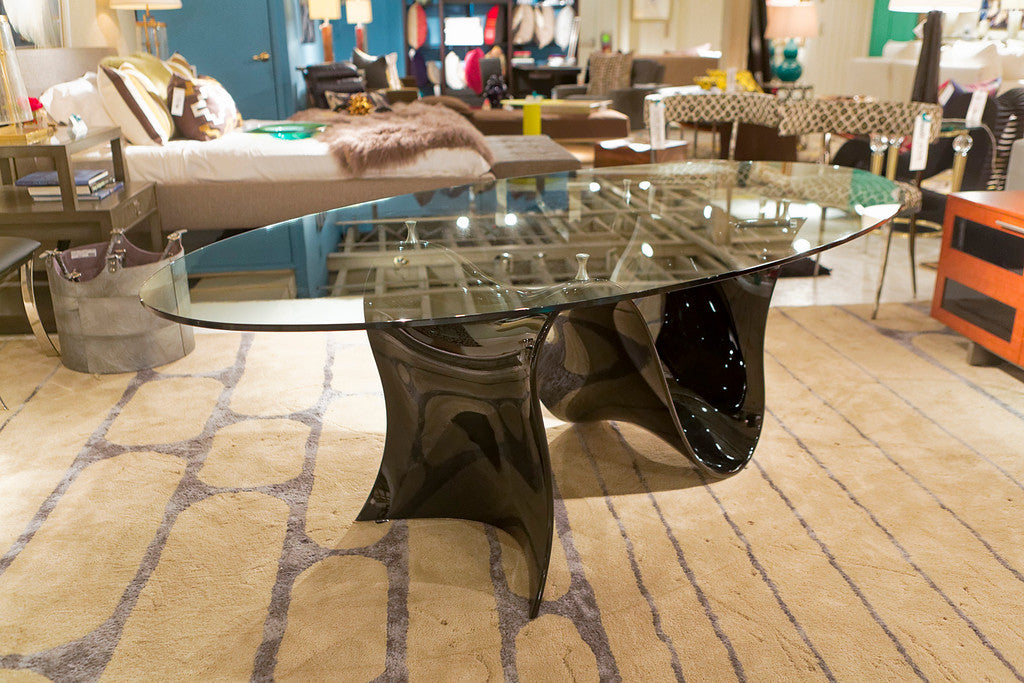 black dining table oval